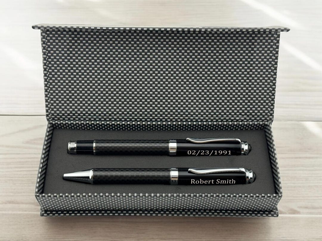 Personalized Carbon Fiber Pen Set - Engraved Gift for Him, Graduation ...