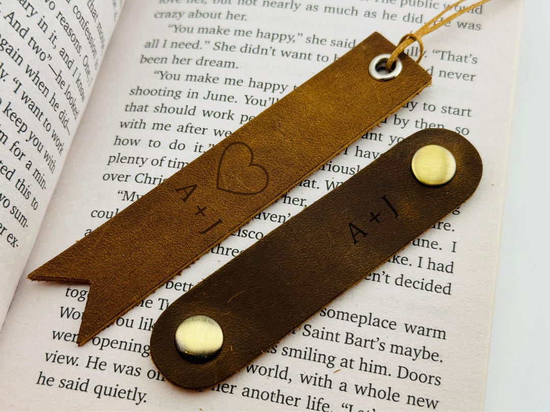 Personalized Leather Bookmark, Reader Gift, Monogrammed Bookmark, Book ...