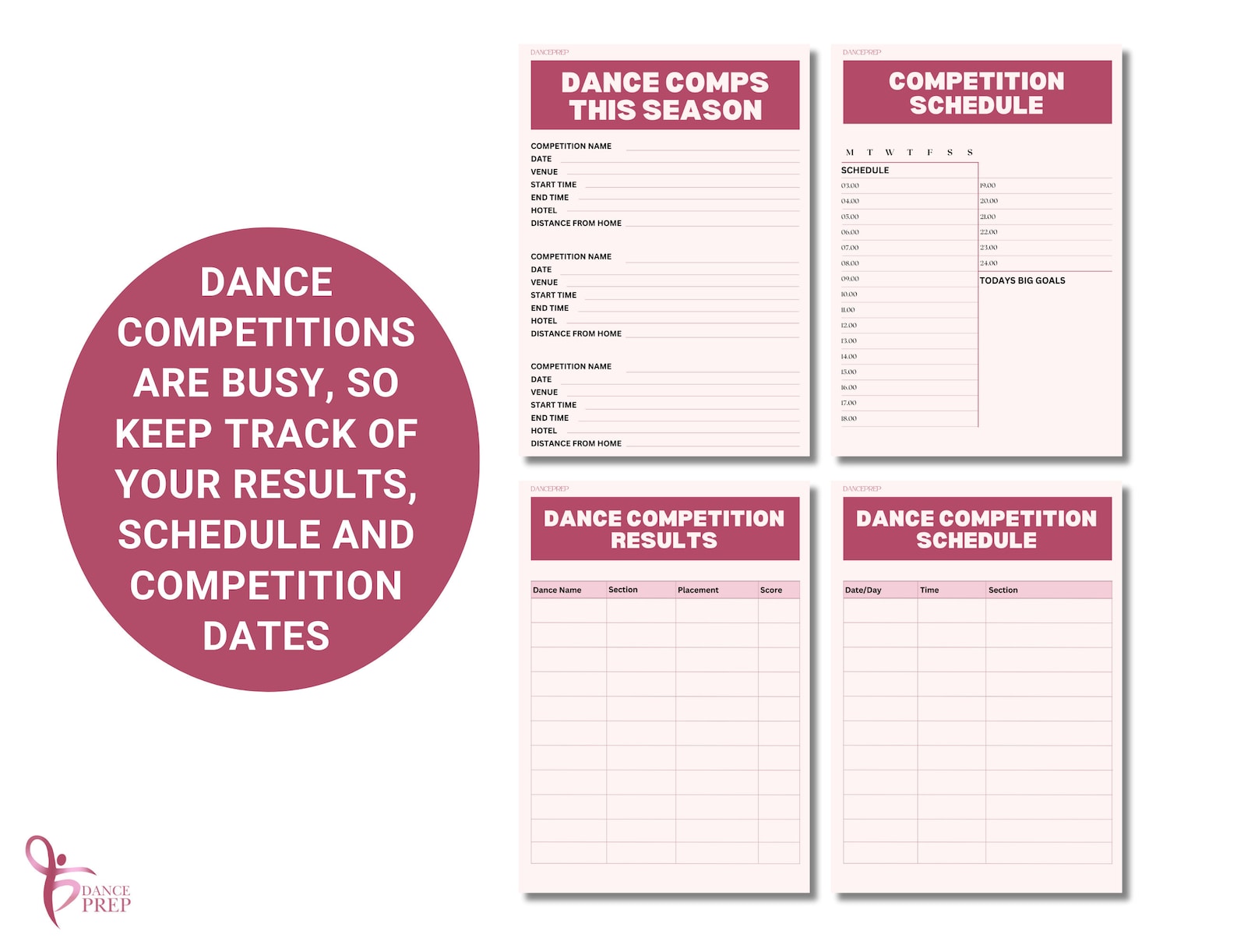 Dance Competition Planner and Checklist | Digital Download, Printable ...