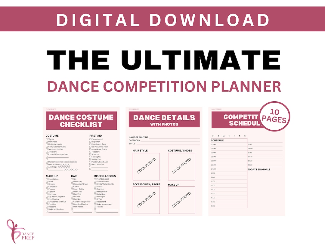 Dance Competition Planner and Checklist | Digital Download, Printable ...