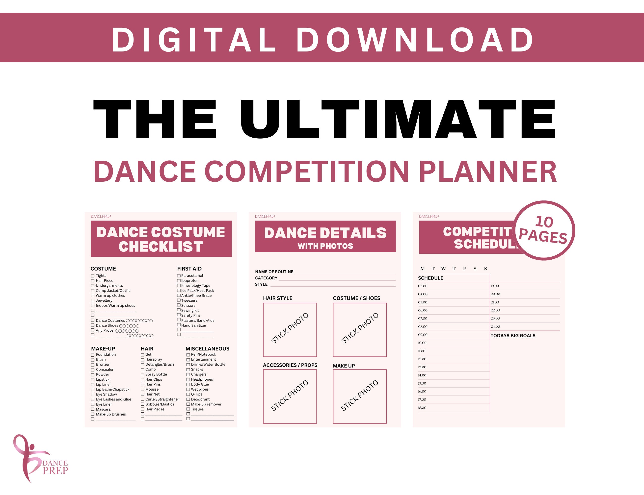 Dance Competition Planner and Checklist | Digital Download, Printable ...