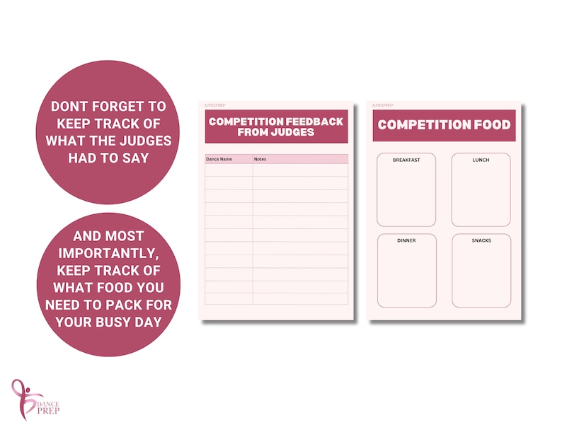 Dance Competition Planner and Checklist | Digital Download, Printable ...