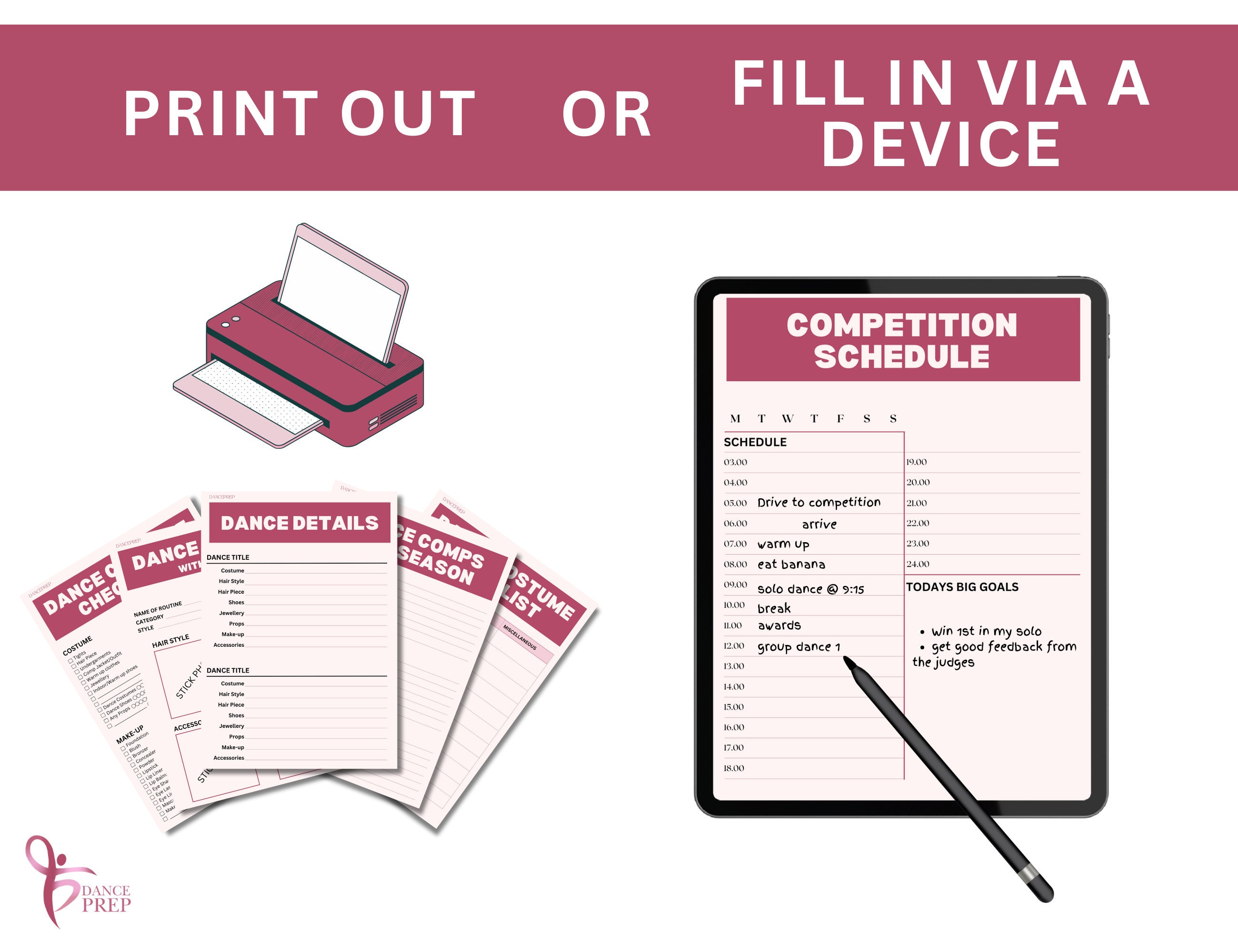 Dance Competition Planner and Checklist | Digital Download, Printable ...