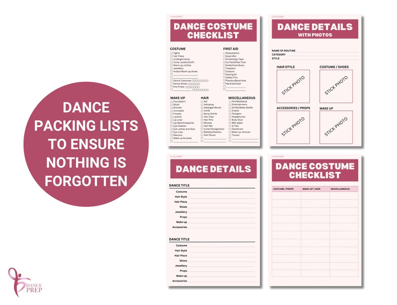 Dance Competition Planner and Checklist | Digital Download, Printable ...