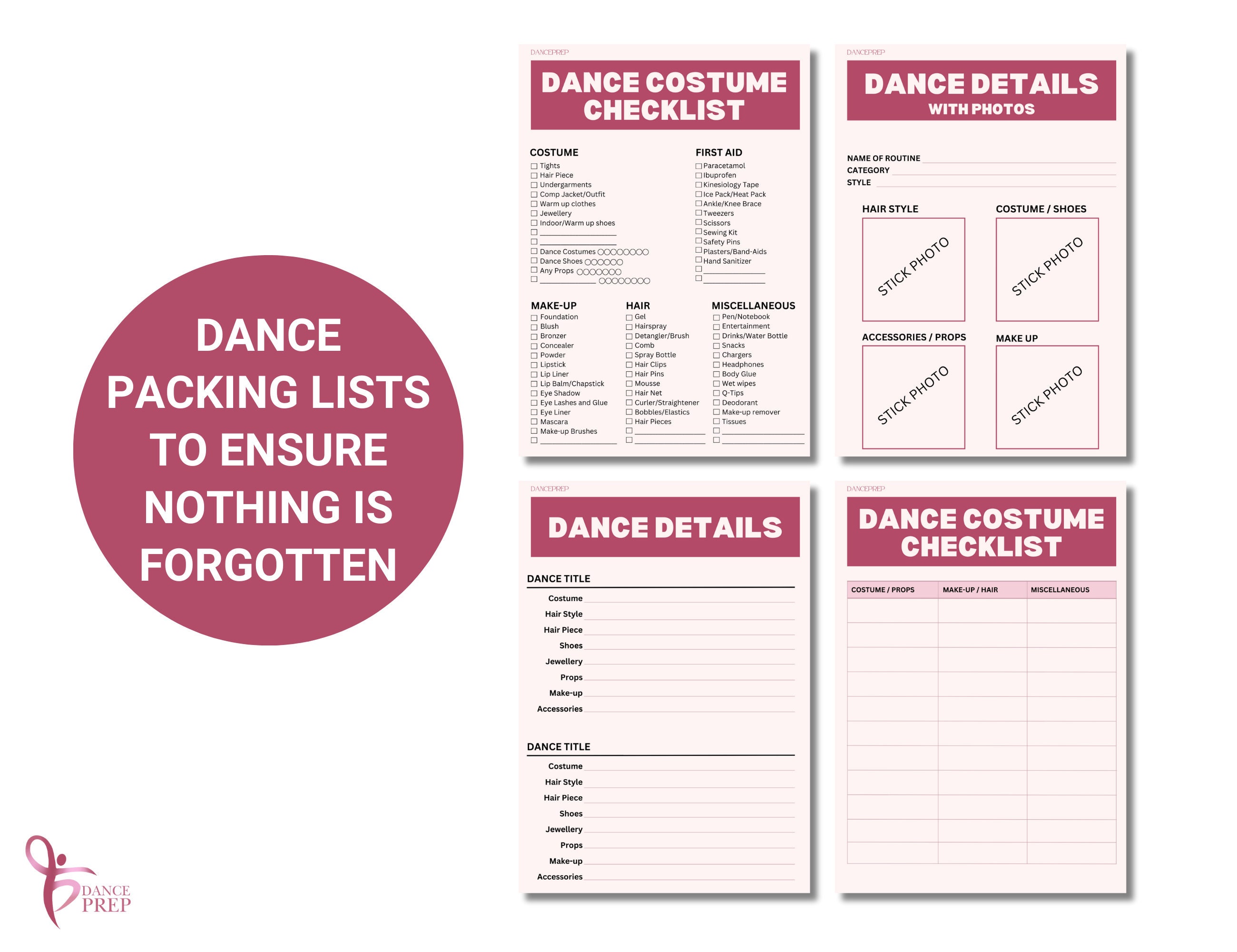 Dance Competition Planner and Checklist | Digital Download, Printable ...