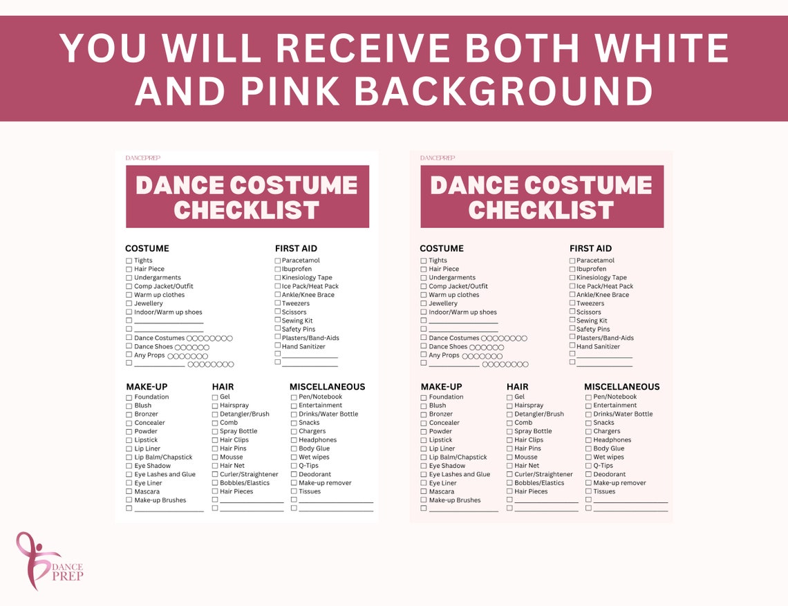Dance Competition Planner and Checklist | Digital Download, Printable ...