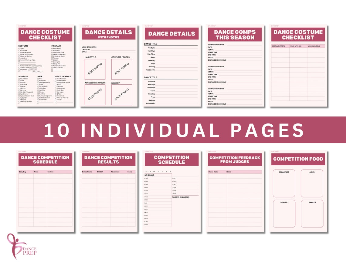 Dance Competition Planner and Checklist | Digital Download, Printable ...