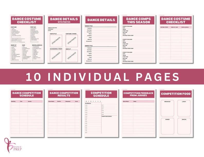 Dance Competition Planner and Checklist | Digital Download, Printable ...
