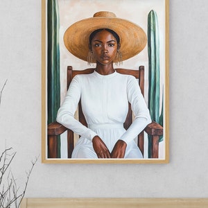 Lady in Straw | Printable Art | Wall Art | Black Girl Wall Art | Girl ...