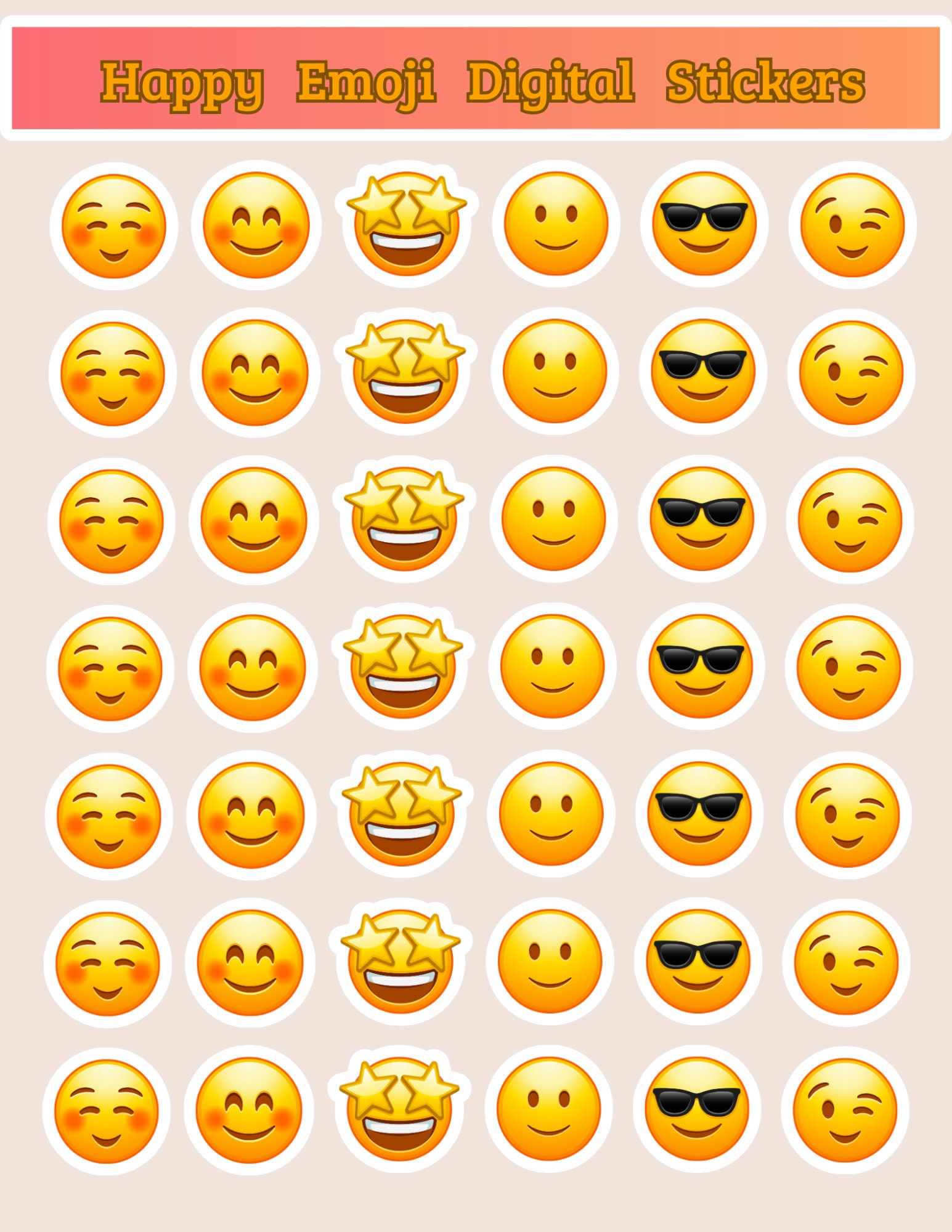 Emoji Stickers, Digital Emoji Stickers, Funny Stickers, Stickers for ...
