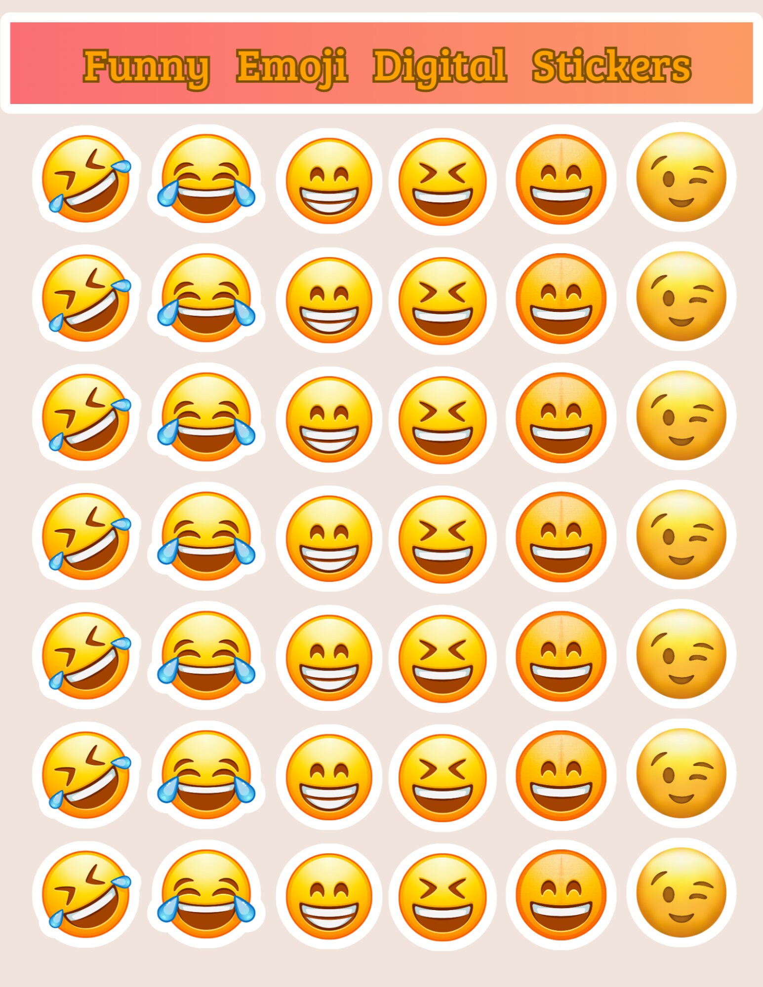 Emoji Stickers, Digital Emoji Stickers, Funny Stickers, Stickers for ...