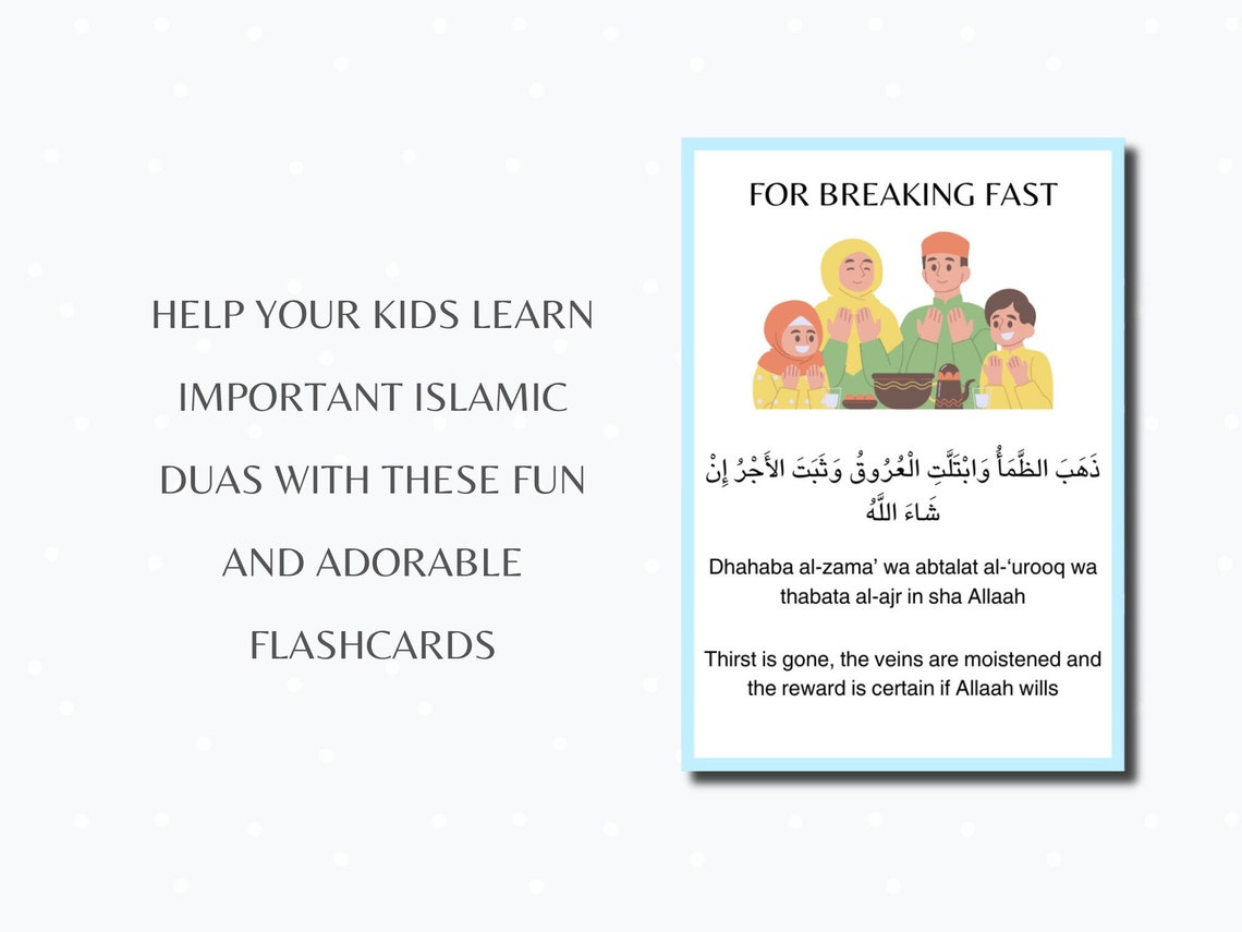 Islamic Dua Cards for Kids, Dua Flashcards for Children, Educational ...