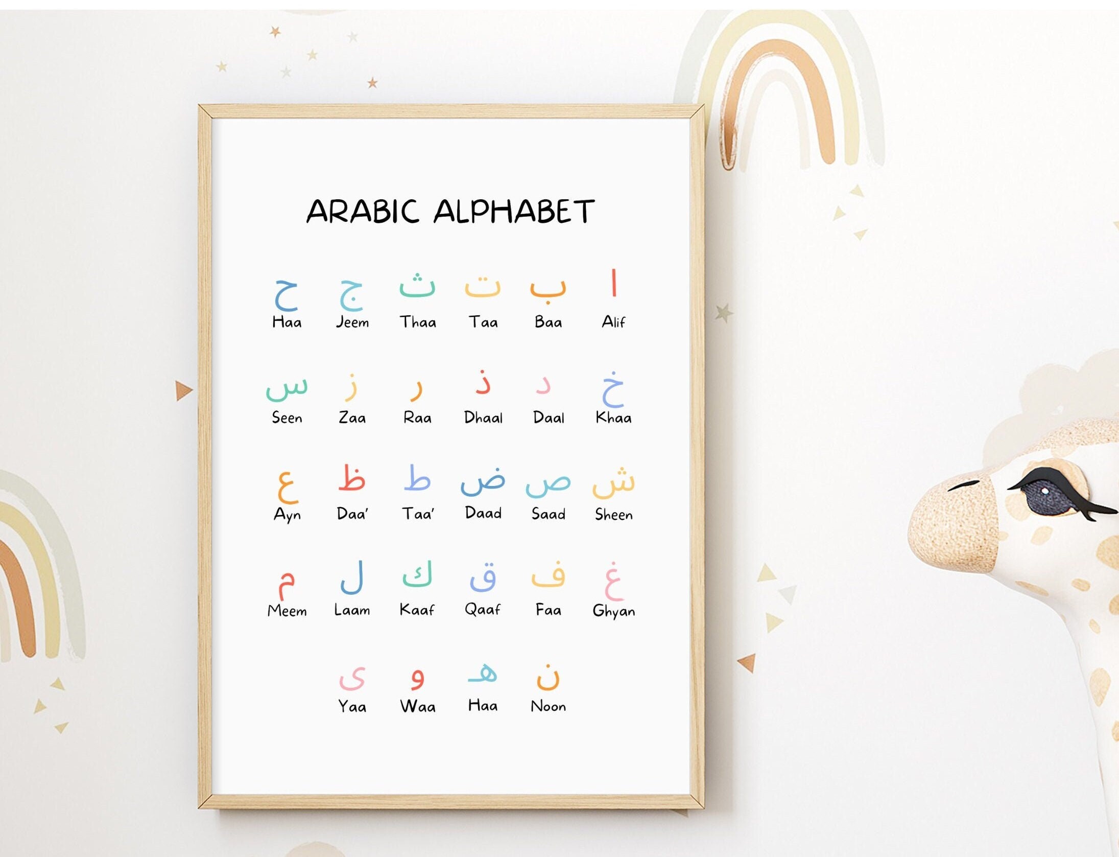 Colorful Arabic Alphabet Poster for Children, Islamic Nursery Wall Art ...