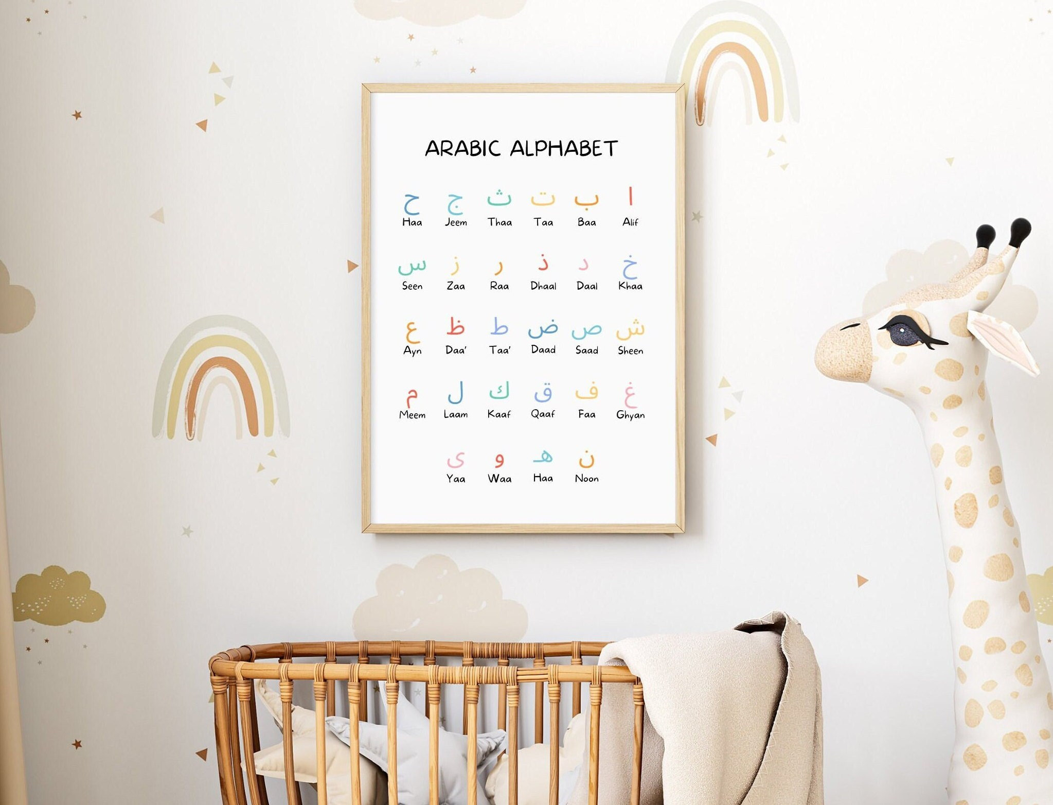 Colorful Arabic Alphabet Poster for Children, Islamic Nursery Wall Art ...