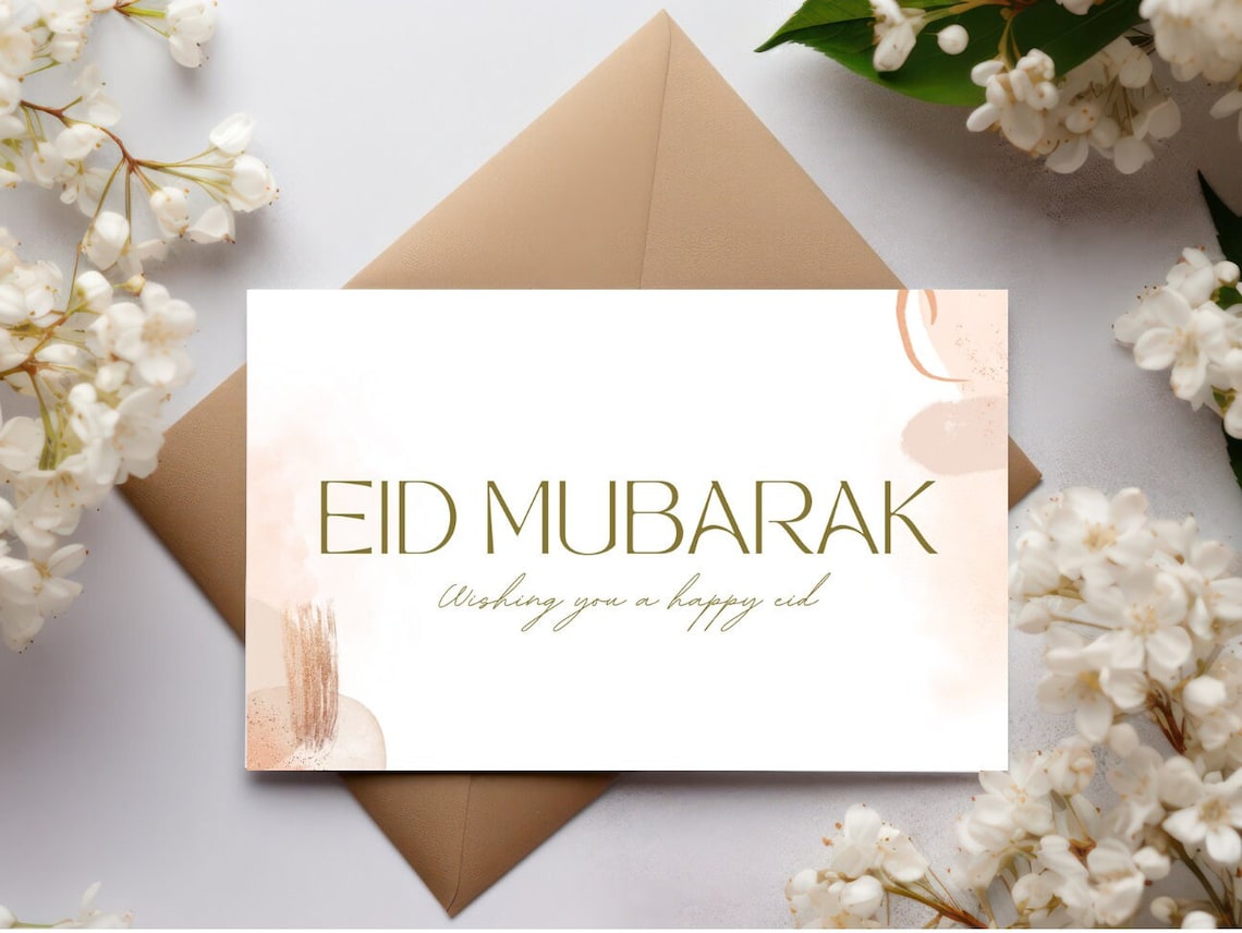 Eid Mubarak Card Printable, Eid Card Digital, Eid Greeting Card, Happy ...