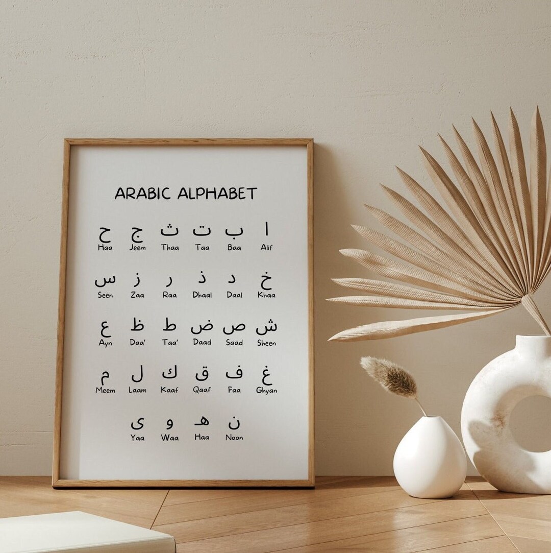 Simple Arabic Alphabet Poster Digital Print, Islamic Wall Art Kids ...