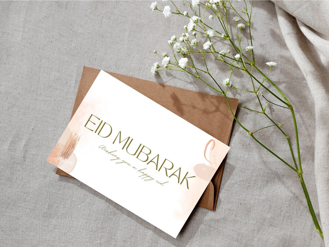 Eid Mubarak Card Printable, Eid Card Digital, Eid Greeting Card, Happy ...