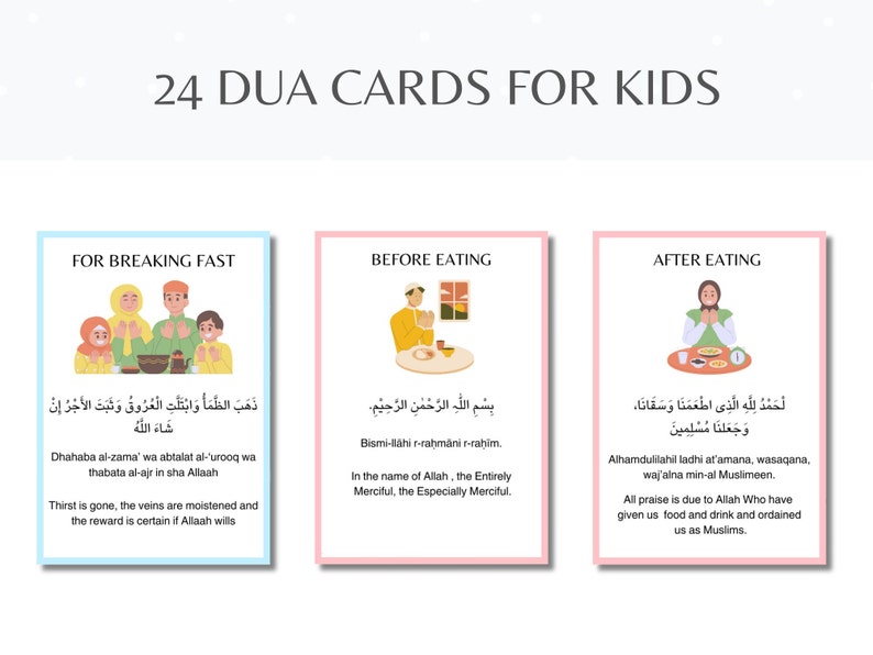 Islamic Dua Cards for Kids, Dua Flashcards for Children, Educational ...