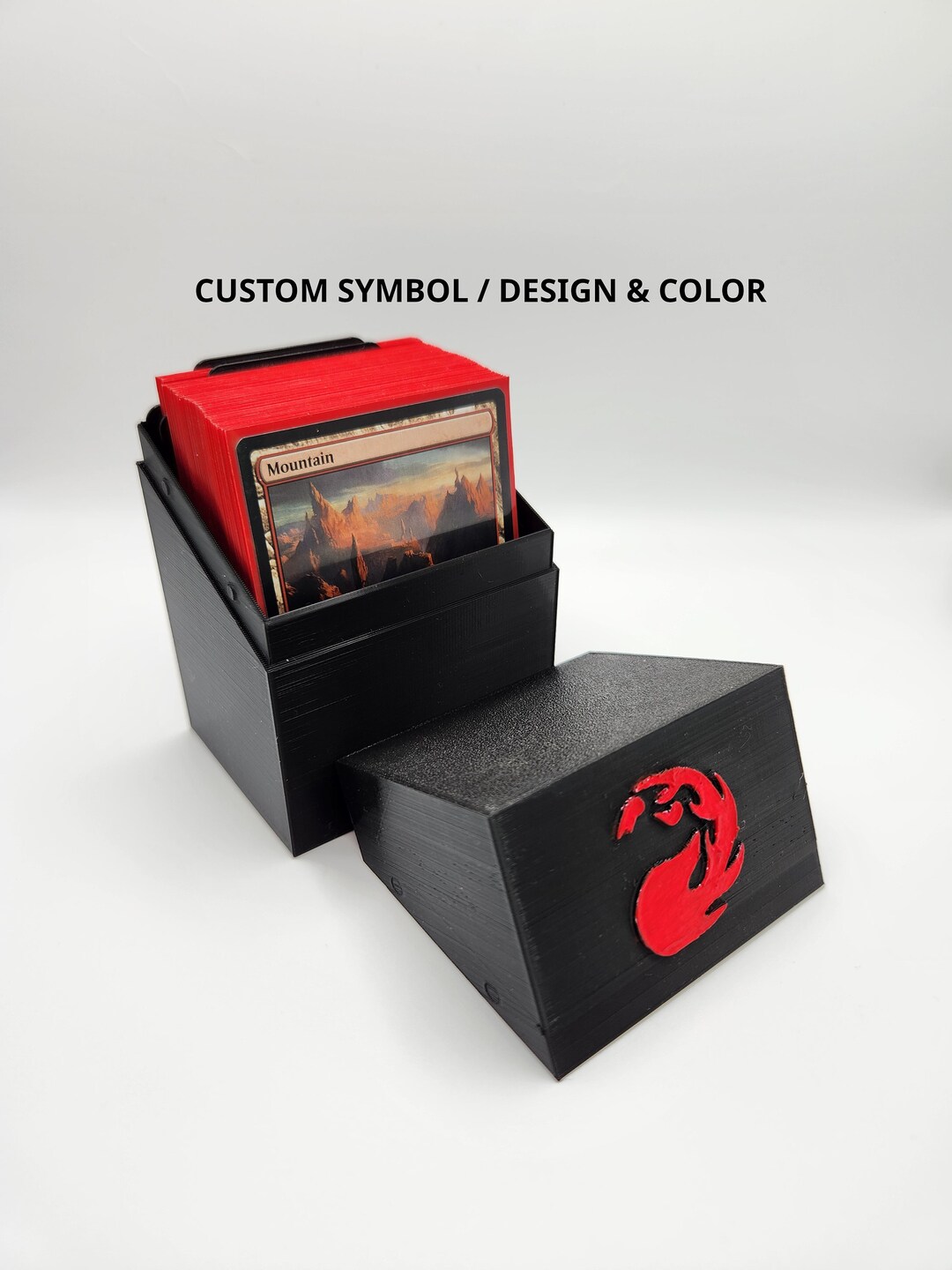 CUSTOM MTG Deck Box, 100 Card Size double Sleeved, With Symbol of Your Choice and Dividers Made ...