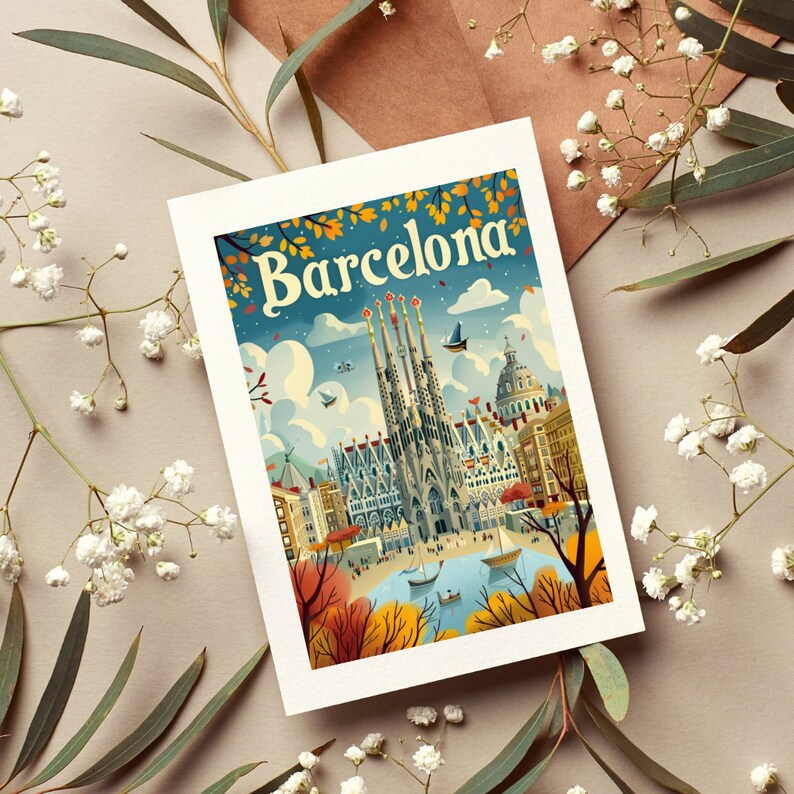 Sagrada Familia Art Print: Gaudi Inspired Barcelona Poster (digital ...