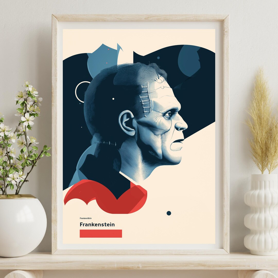 Dr. Frankenstein and the Monster Art Print, Frankenstein Poster, Gothic ...