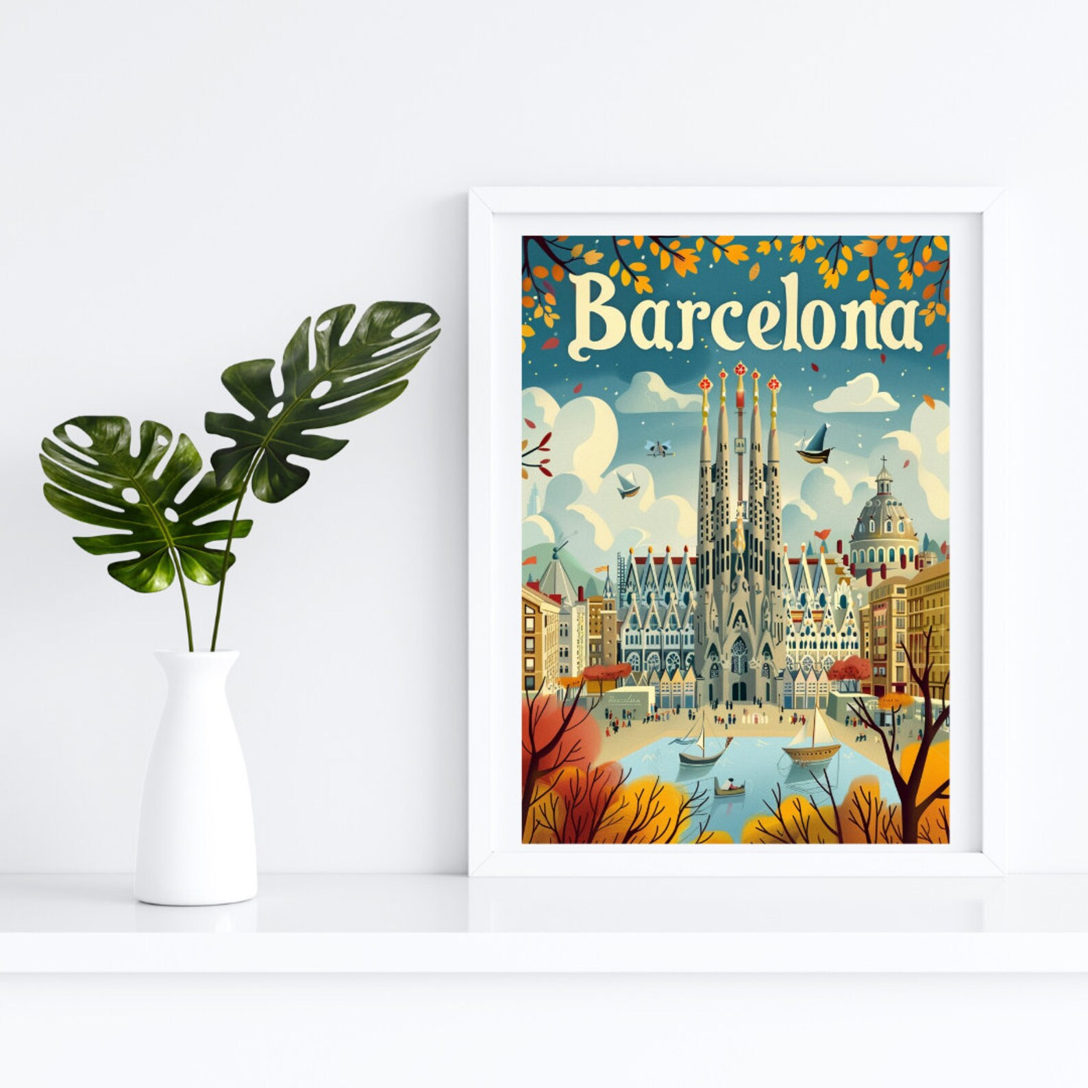 Sagrada Familia Printable Wall Art, Barcelona Travel Poster, Antoni ...