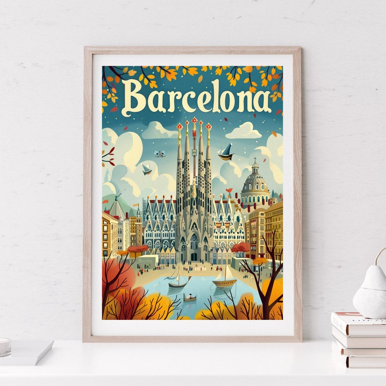 Sagrada Familia Art Print: Gaudi Inspired Barcelona Poster (digital ...