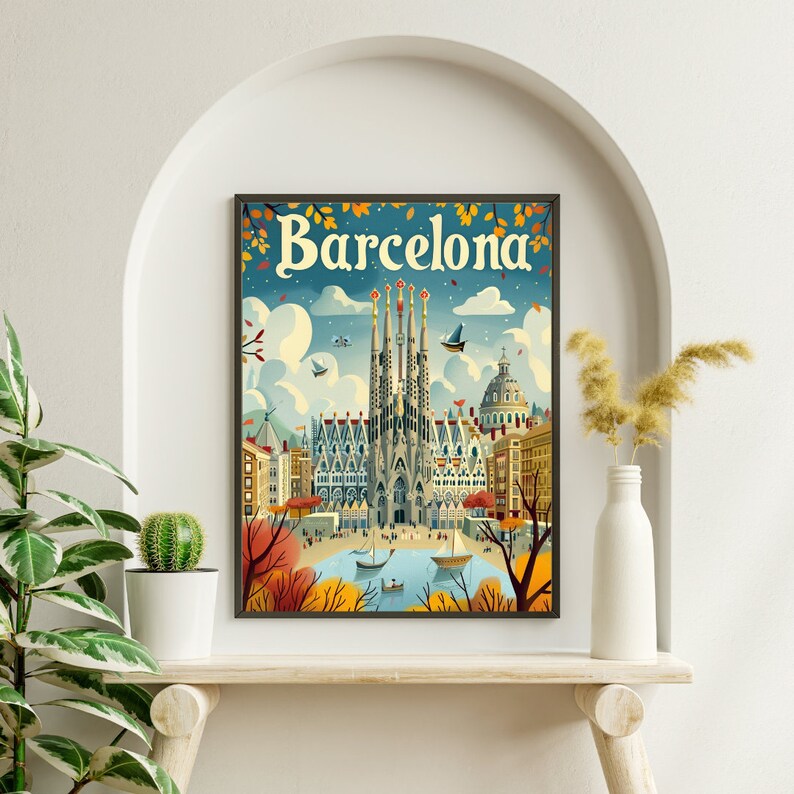 Sagrada Familia Art Print: Gaudi Inspired Barcelona Poster (digital ...
