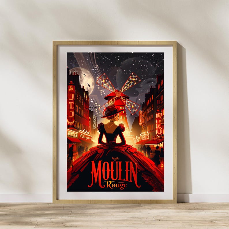 Vintage Moulin Rouge Poster: Parisian Cabaret Art (printable A4) - Etsy