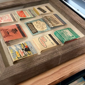Framed Shadow Box Vintage Matches Matchbook Artwork in Neutral Pink ...