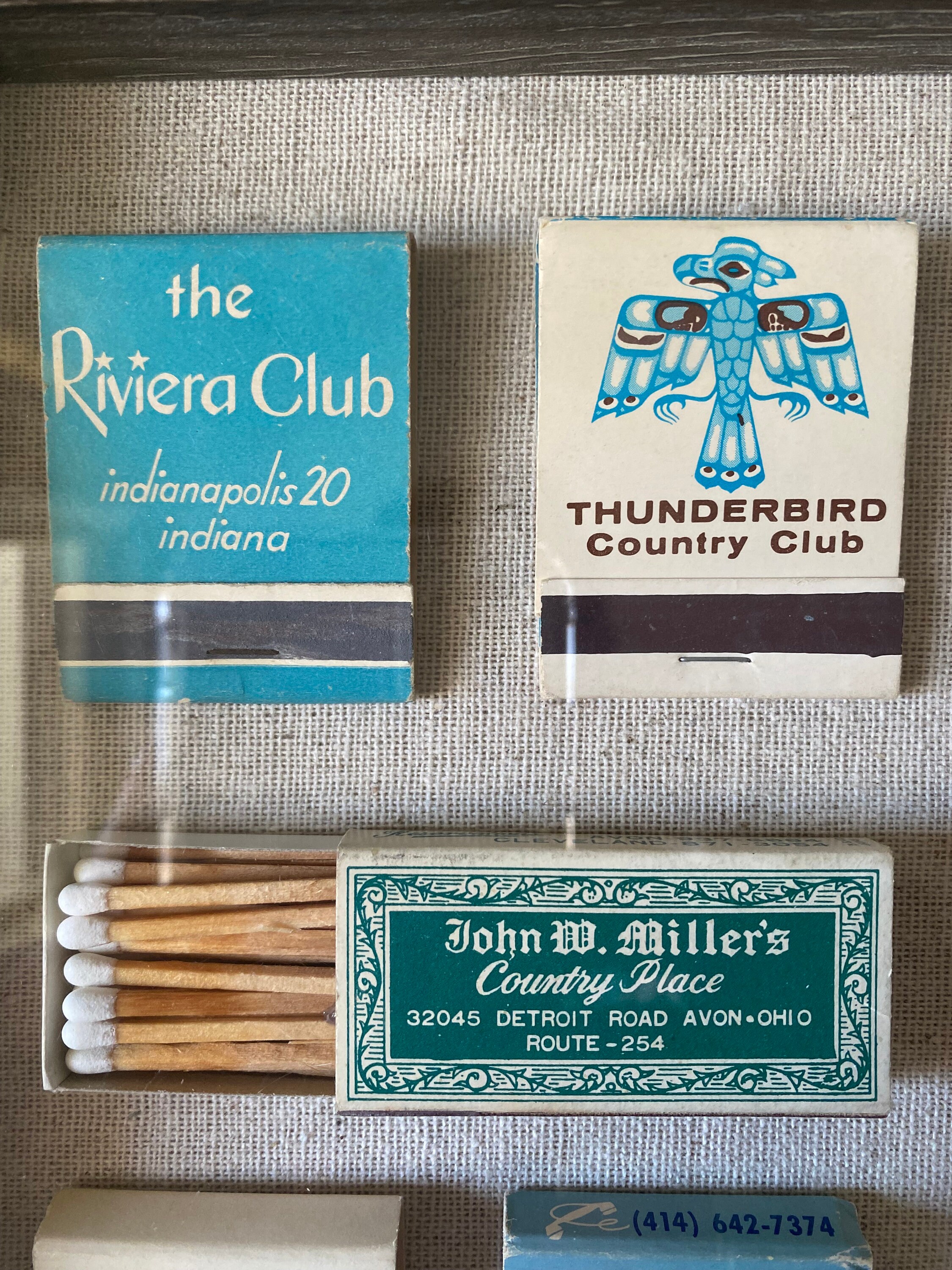 Framed Shadow Box of Vintage Matches Matchbook Artwork in Neutral Blue ...