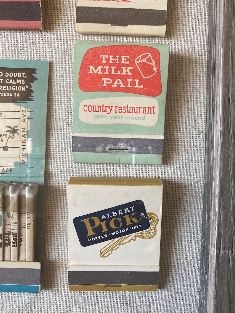 Framed Shadow Box Vintage Matches Matchbook Artwork in Neutral Pink ...