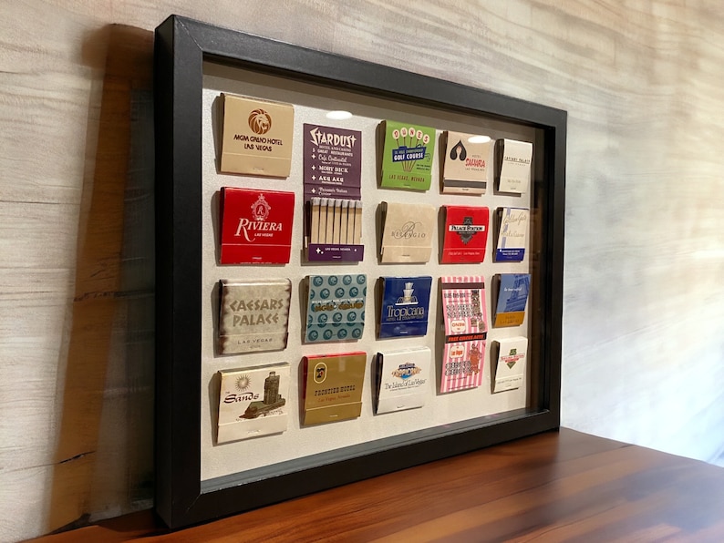 Framed Black Shadow Box LAS VEGAS Vintage Matchbook Artwork From ...