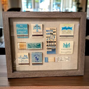 Framed Shadow Box of Vintage Matches Matchbook Artwork in Neutral Blue ...