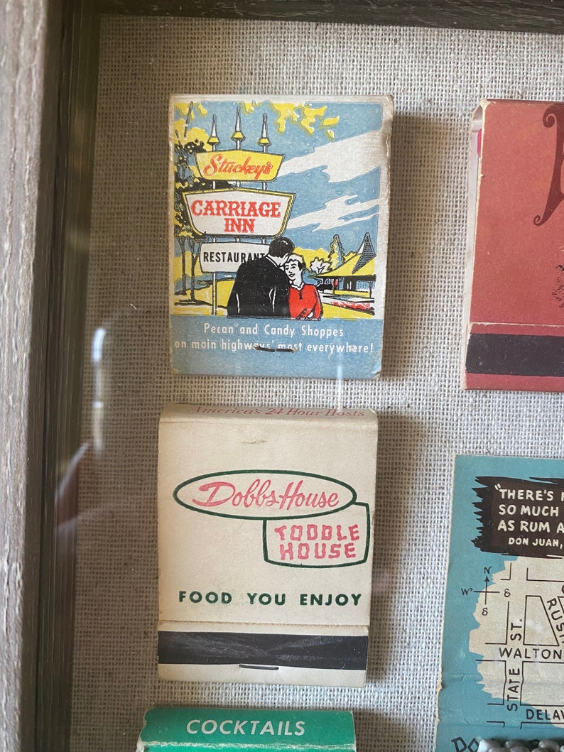 Framed Shadow Box Vintage Matches Matchbook Artwork in Neutral Pink ...