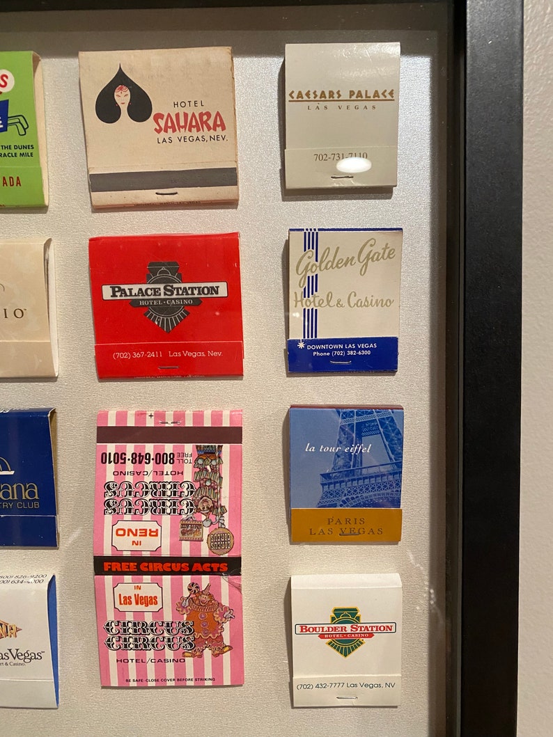 Framed Black Shadow Box LAS VEGAS Vintage Matchbook Artwork From ...