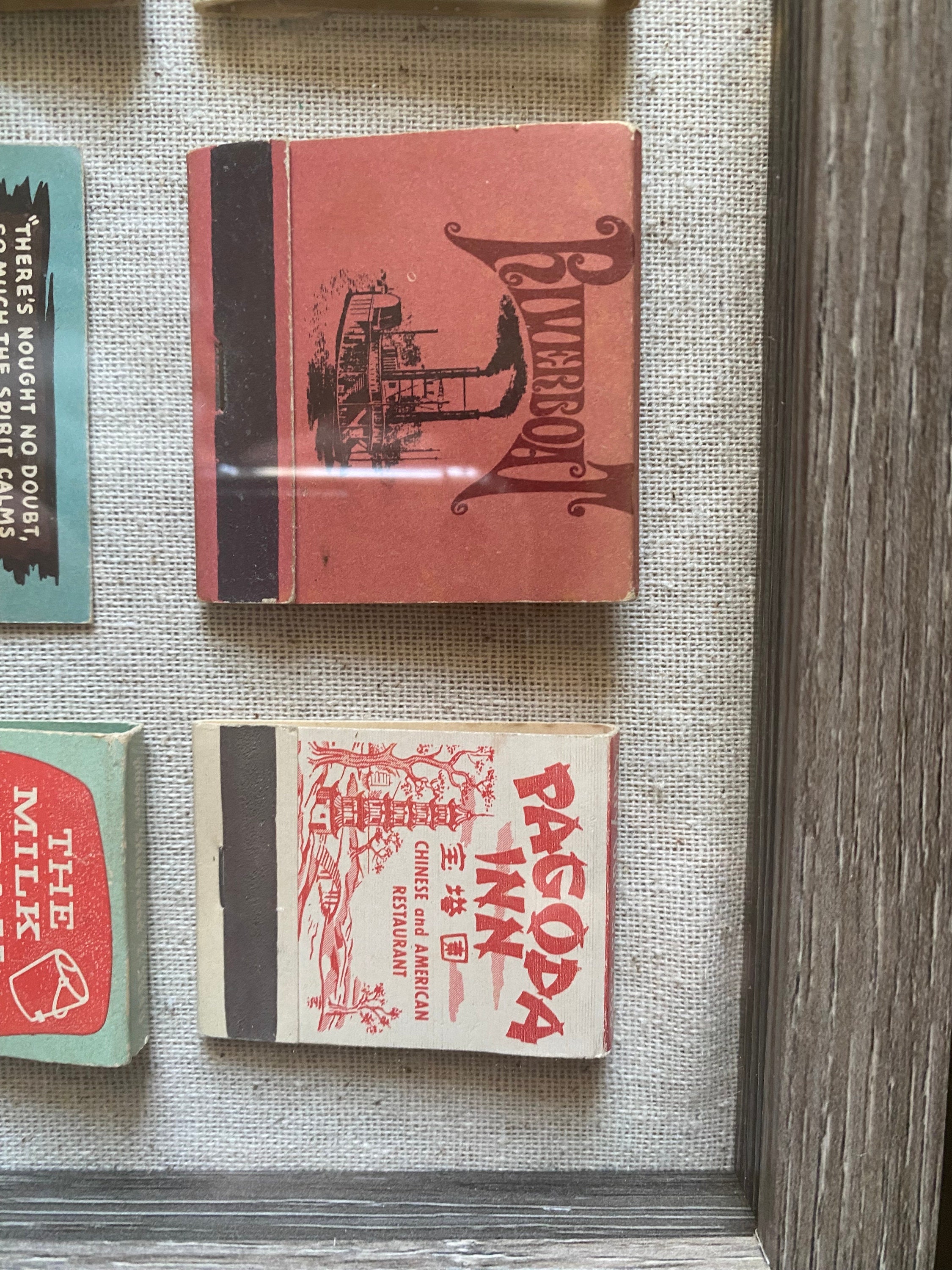 Framed Shadow Box Vintage Matches Matchbook Artwork in Neutral Pink ...