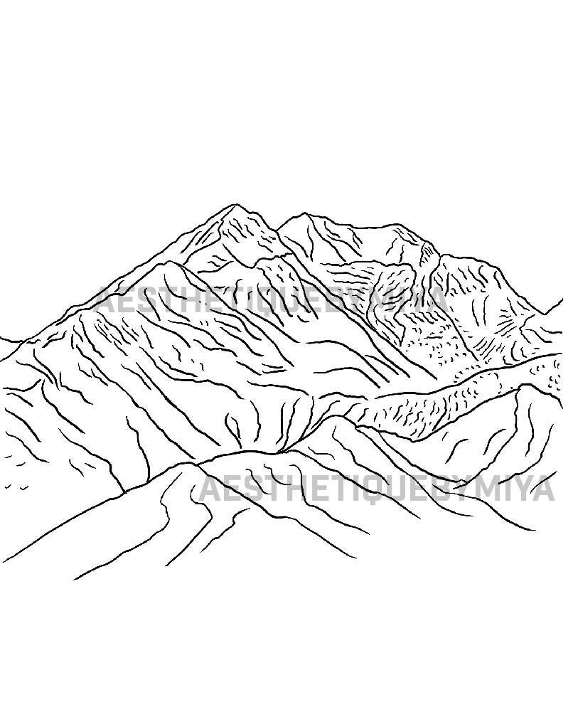 Mountain Line Drawing Png - Etsy