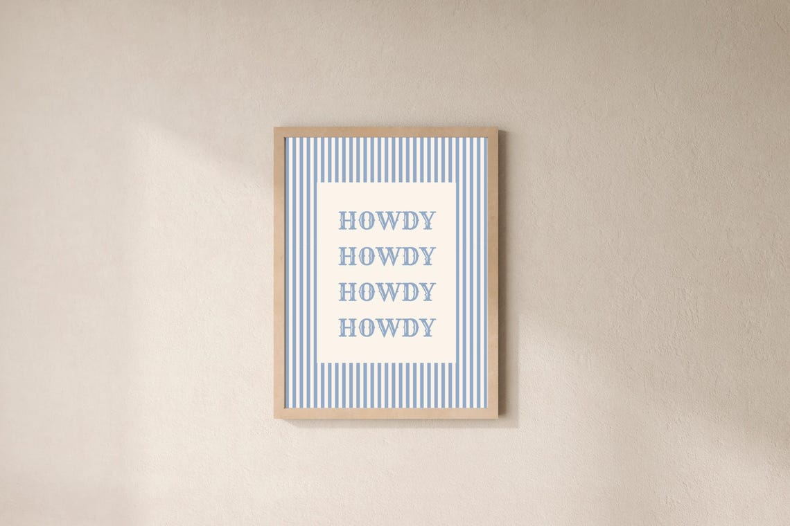 Blue Striped Howdy Cowboy Print | Nursery Decor | Digital Download - Etsy