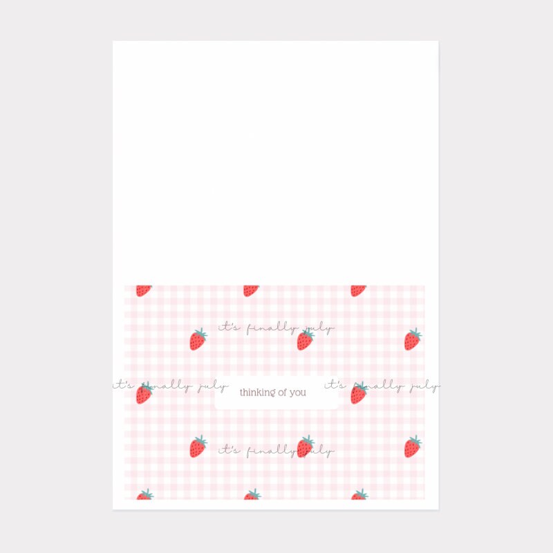 Digital Printable Greeting Card Thinking of You Strawberry - Etsy