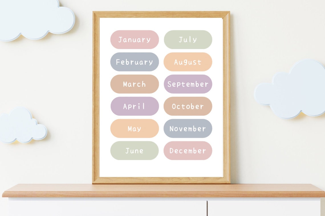Pastel Months of the Year Poster | Educational | Homeschool - Etsy