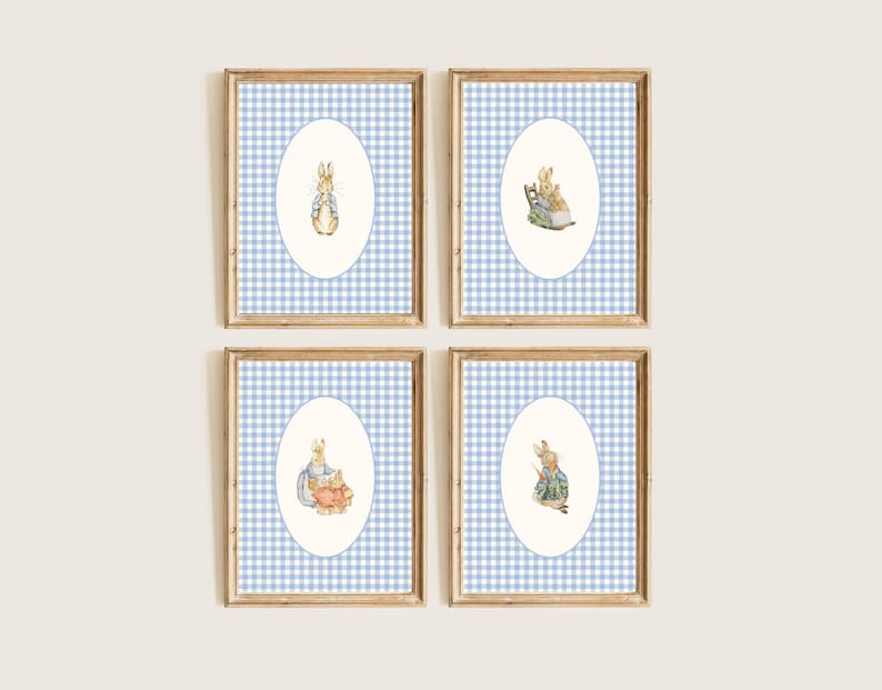 Gallery Wall Prints | Peter Rabbit | Beatrix Potter | Blue Gingham ...
