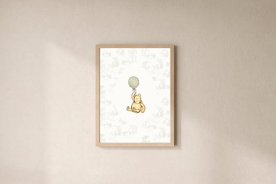 Winnie the Pooh Nursery Print: Sage Green Toile De Juoy (digital ...