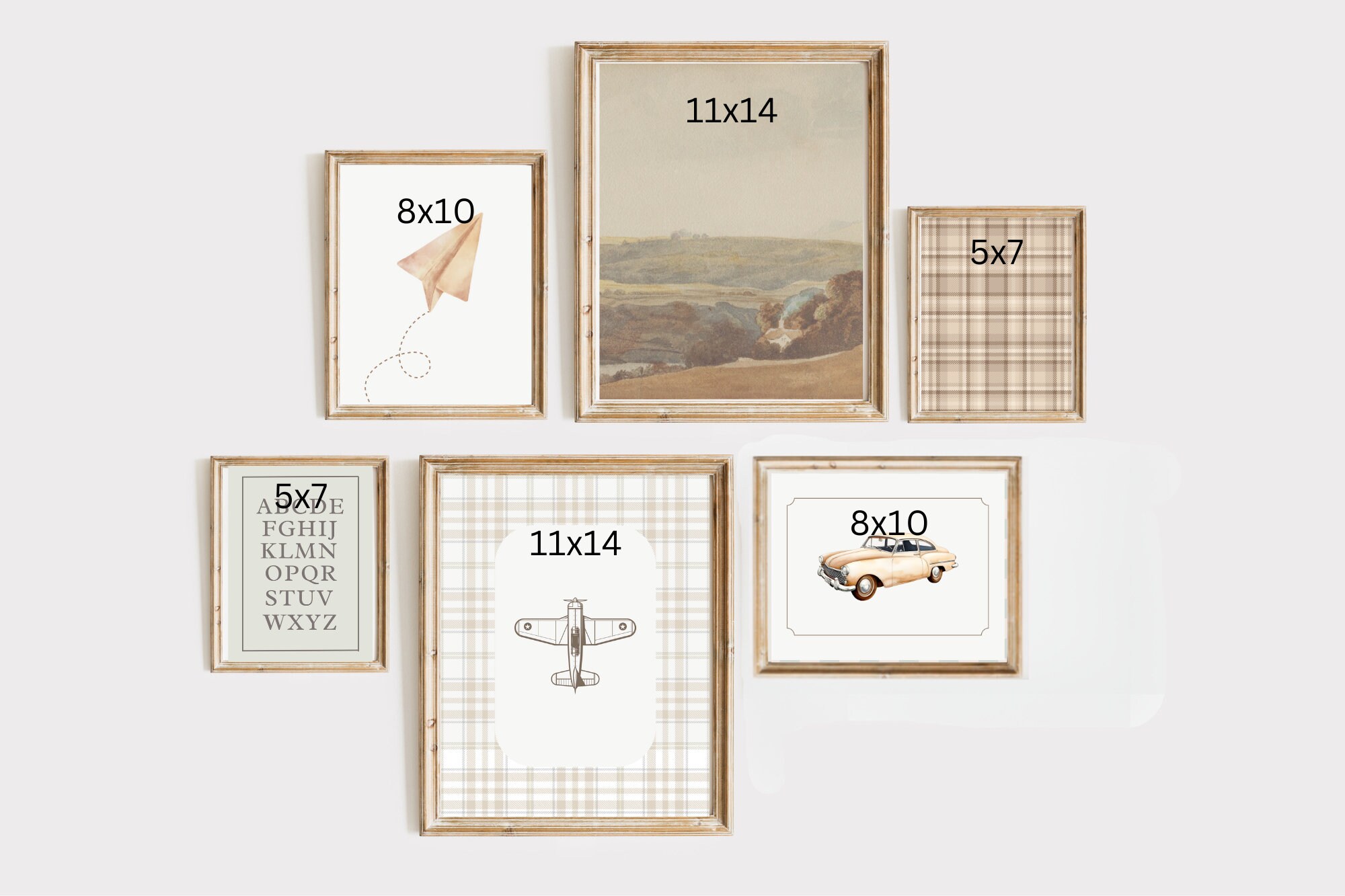 Vintage Nursery Art Prints: Beige & Brown Gallery Wall Set (digital ...