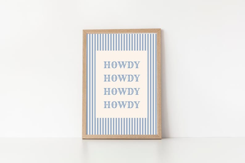 Blue Striped Howdy Cowboy Print | Nursery Decor | Digital Download - Etsy