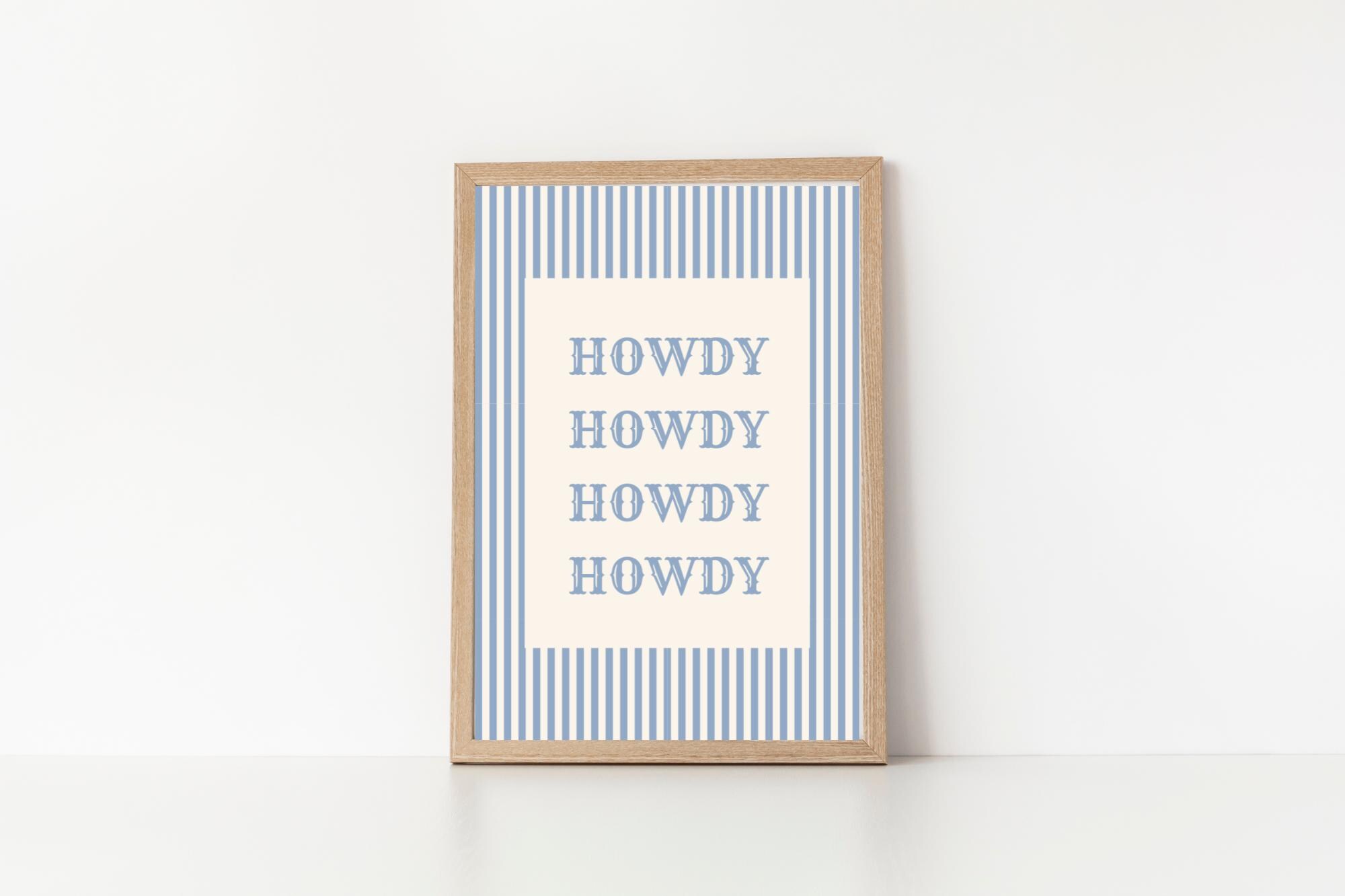 Blue Striped Howdy Cowboy Print | Nursery Decor | Digital Download - Etsy