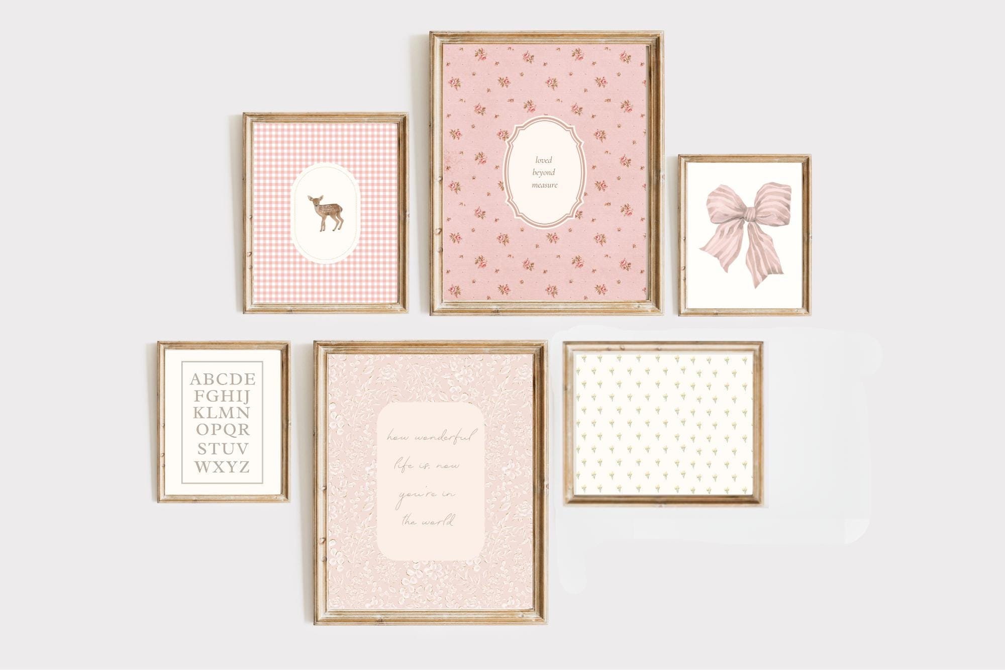 Pink Cottagecore Gallery Wall Art Prints: Baby Girl Nursery Decor ...