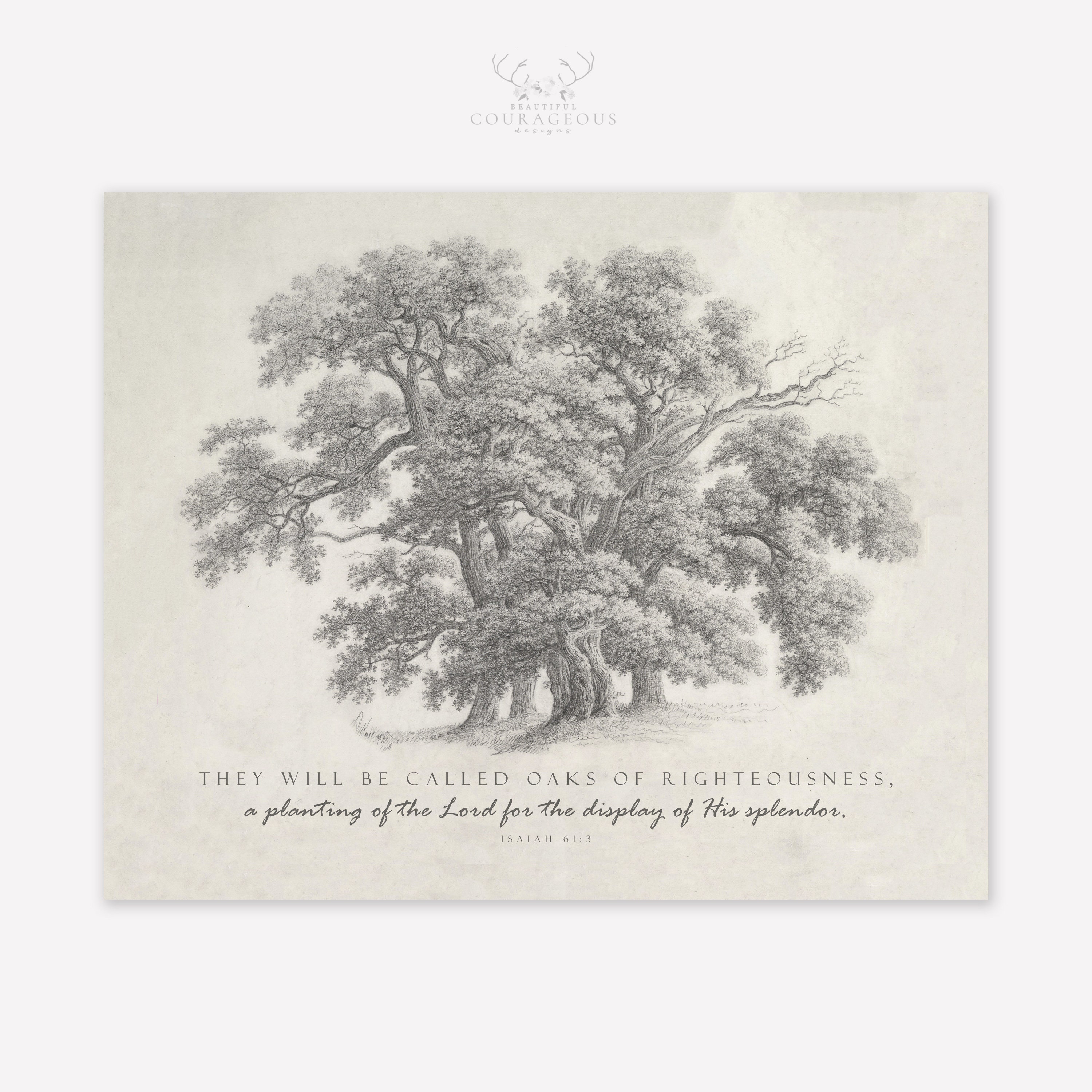 Tree Scripture Print Download. Vintage Tree Illustration and Bible ...