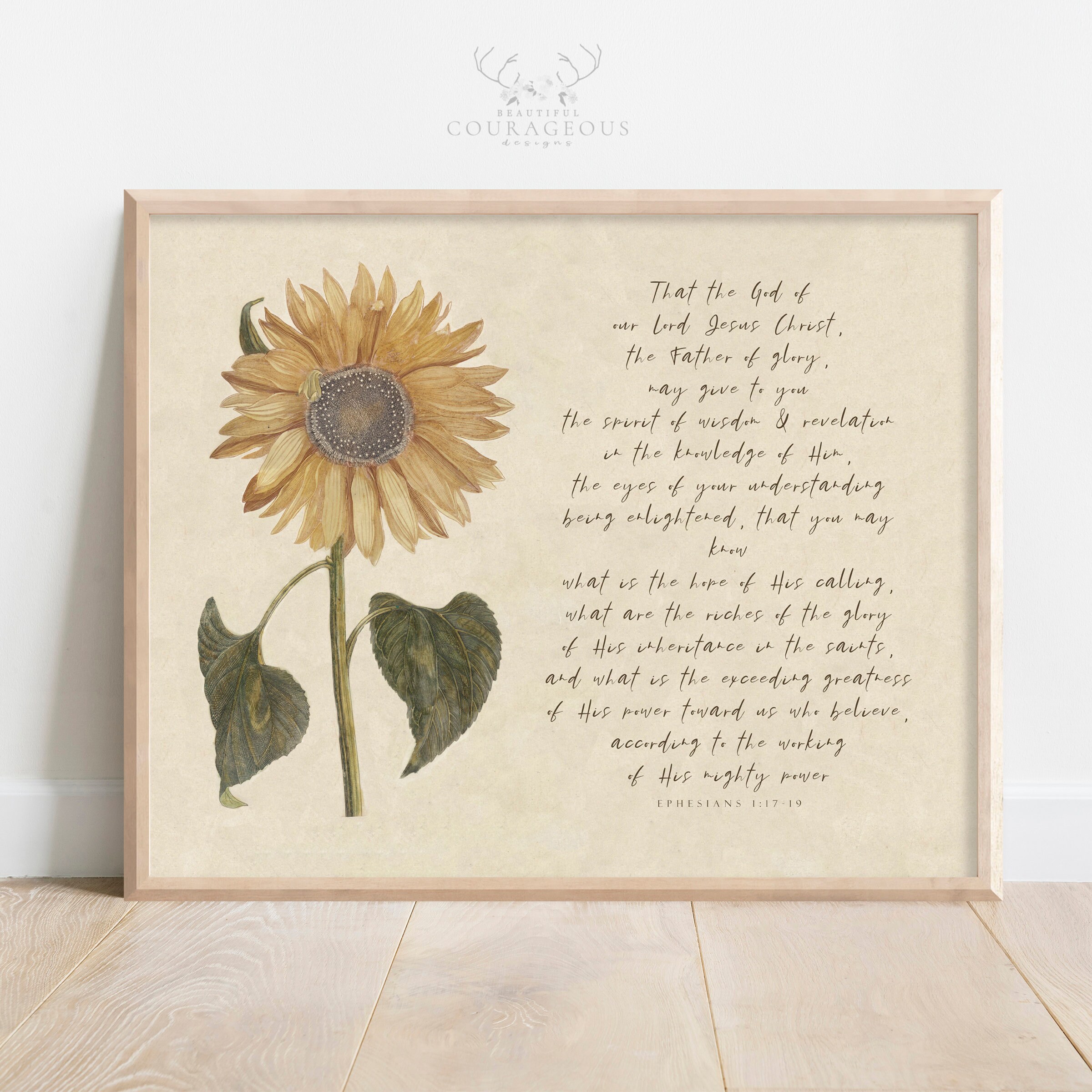 Sunflower Scripture Print Download. Vintage Sunflower and Bible Verse ...