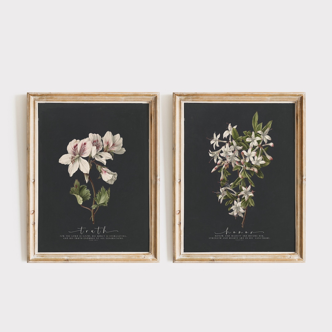 Vintage Floral Scripture Print Set Download. Bible Verse Prints With ...
